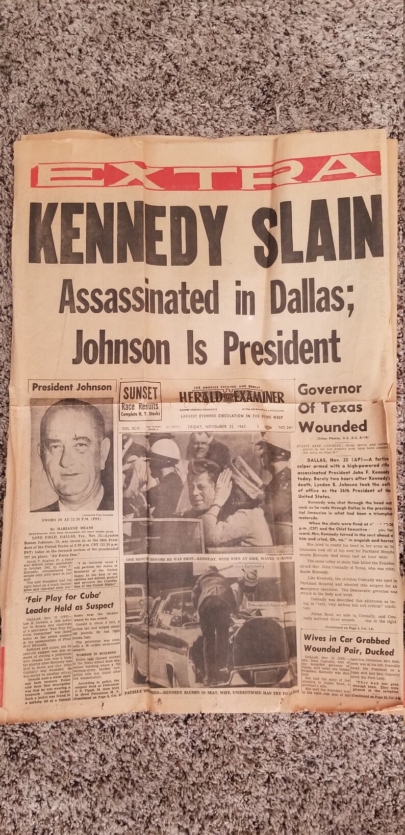 Nov. 22 1963 Los Angeles Herald newspaper Kennedy | Etsy Nov. 22 1963 Los Angeles Herald newspaper Kennedy | Etsy