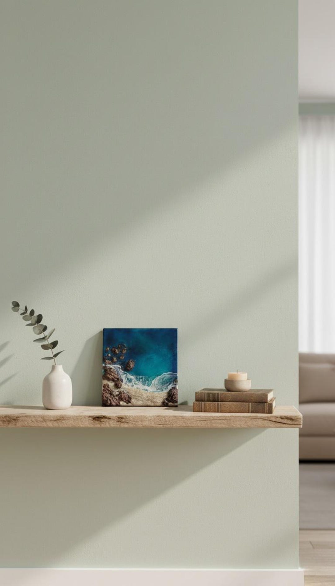 Mini Ocean Canvas Epoxy Resin 19x19 Cm - 3D Wall Decoration Waves ...