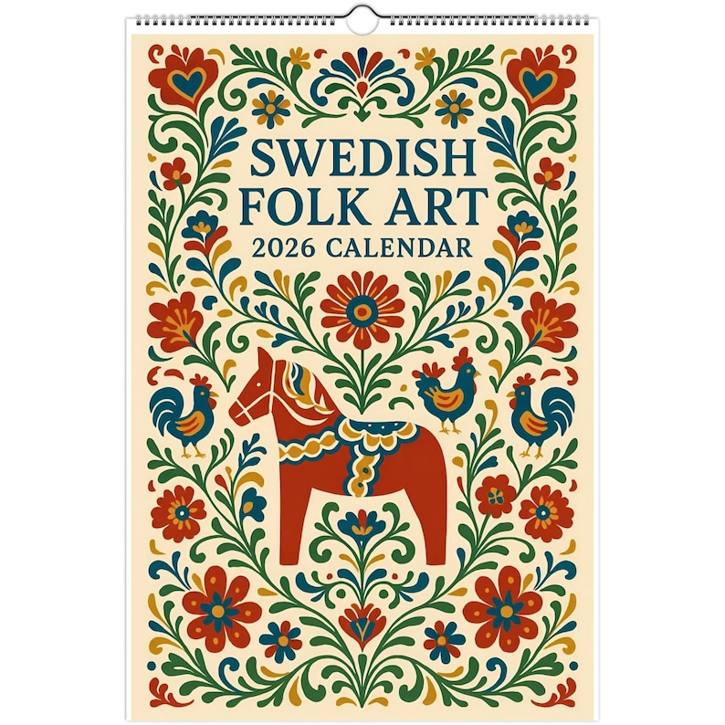 Swedish Folk Art 2026 Wall Calendar – Dala Horse & Kurbits Design ...