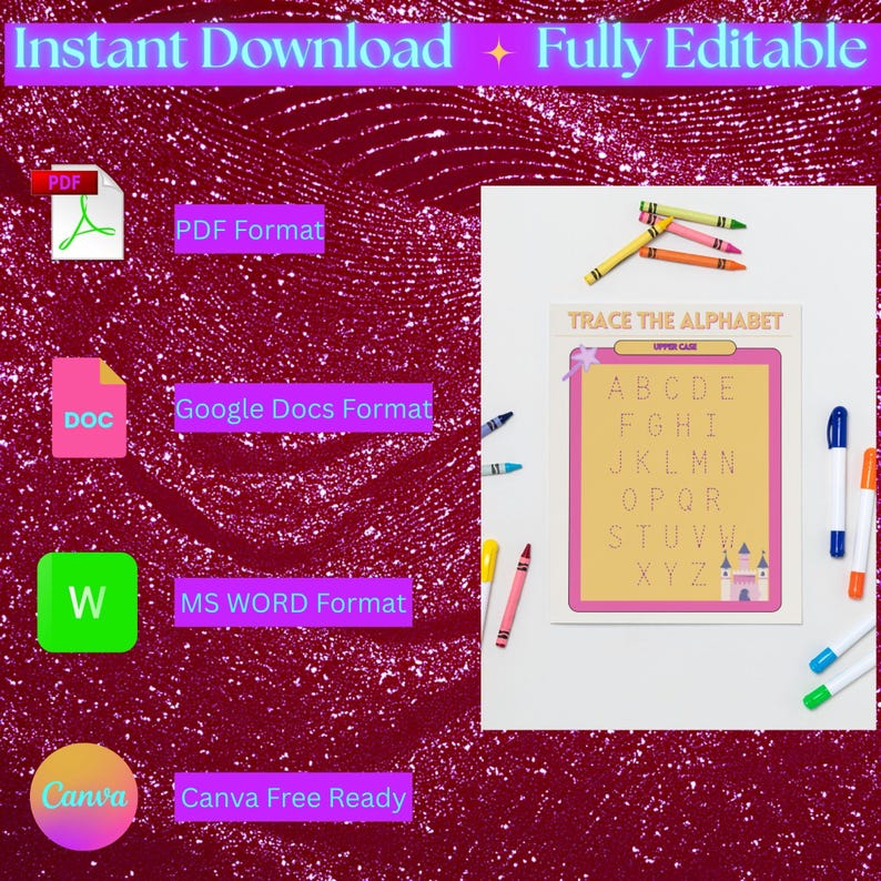 Princess Alphabet Tracing Worksheet, Handwriting Practice (PDF Download ...