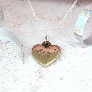 Bronze Beaten Heart Pendant - Anniversary & Birthday Gift - Etsy