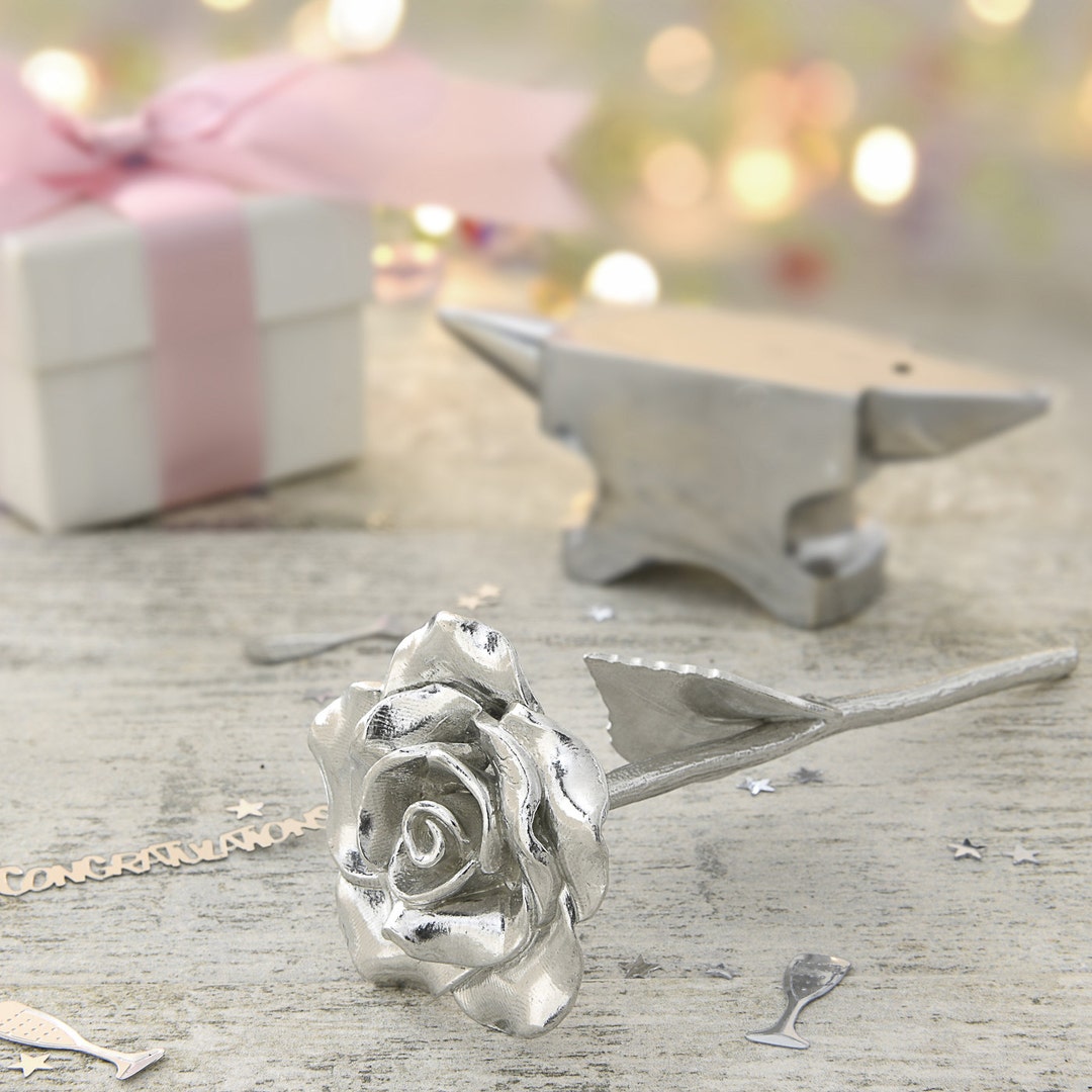 11th Anniversary Gift for Couples | Cast Metal Rose Everlasting Flower ...