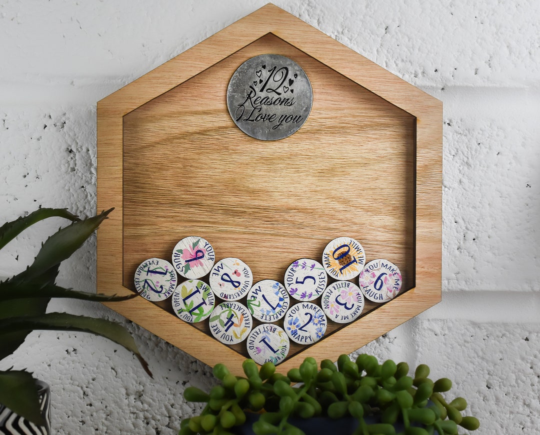 12th Anniversary 12 Reasons I Love You Wooden Wall Frame - Full Colour ...