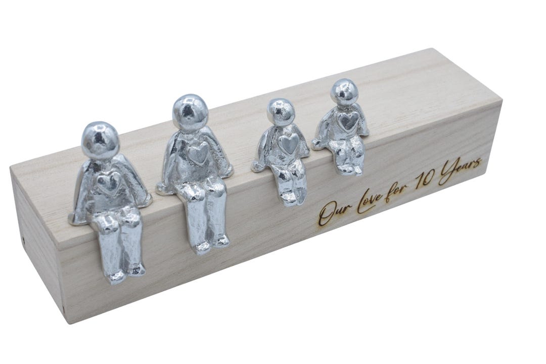 Our Love for 10 Years- Tin Sculpture Figurines- 10th Anniversary ...
