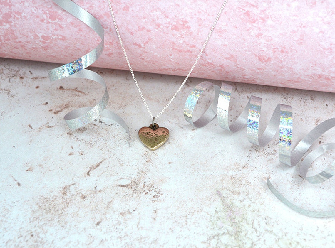 Bronze Beaten Heart Pendant - Anniversary & Birthday Gift - Etsy