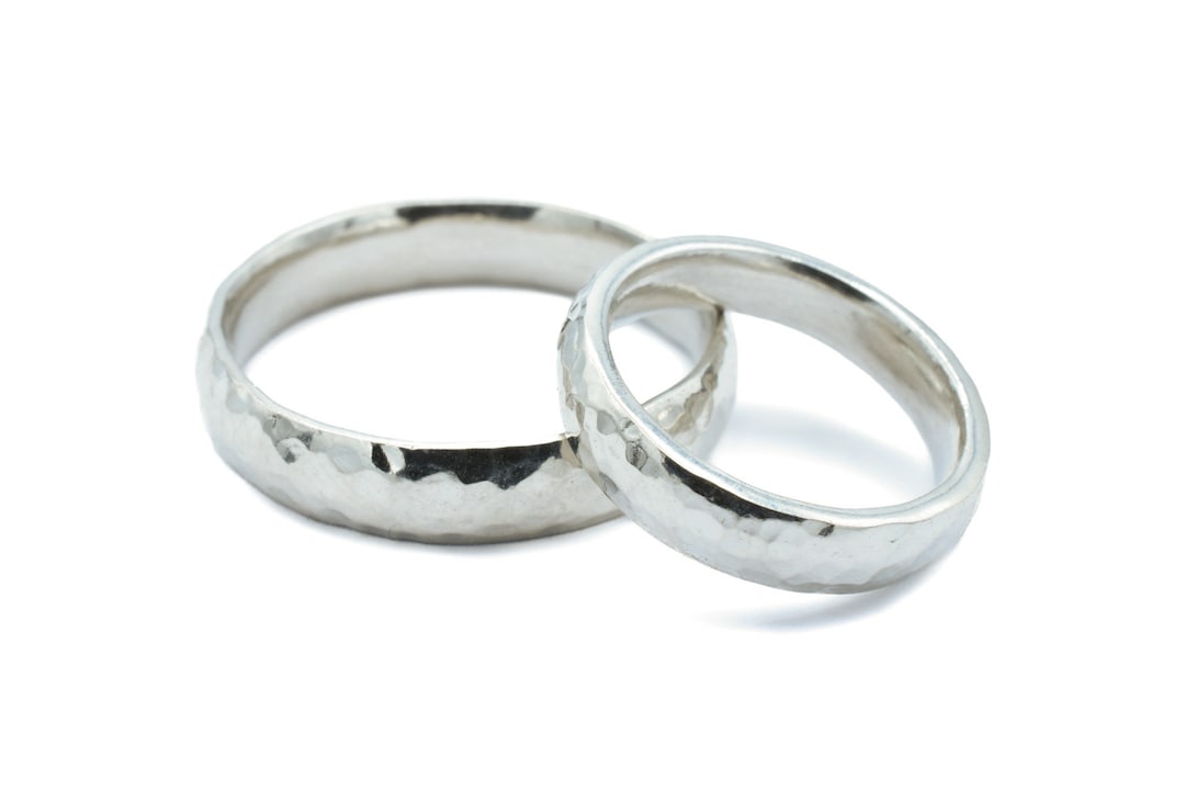 His and Hers Beaten 100% Pure Tin Rings Perfect 10th Anniversary Gift ...