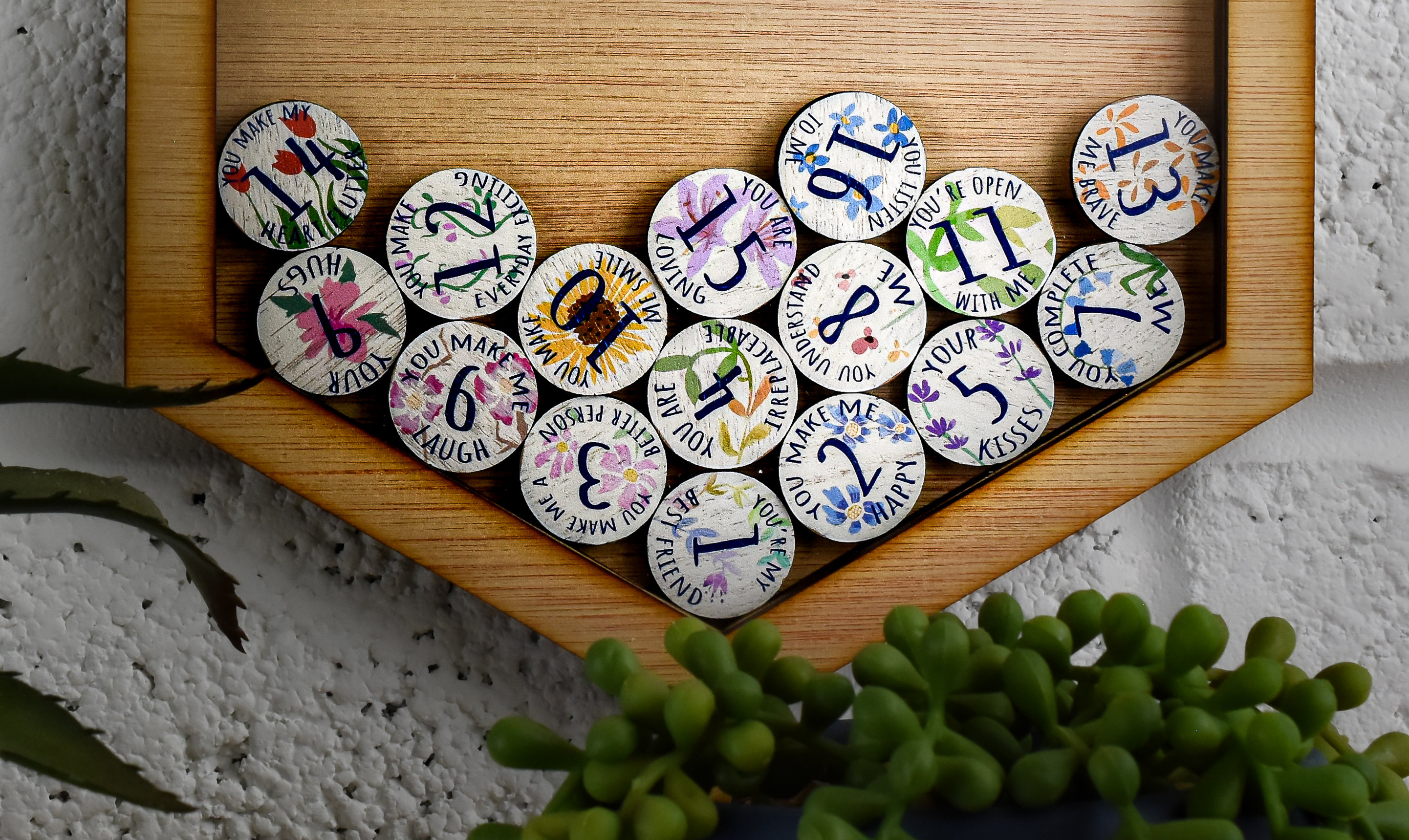 16th Anniversary16 Reasons I Love You Wooden Wall Frame - Full Colour ...