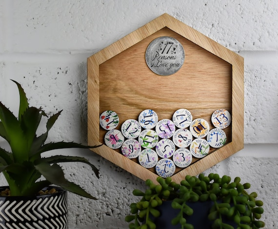17th Anniversary 17 Reasons I Love You Wooden Wall Frame - Etsy