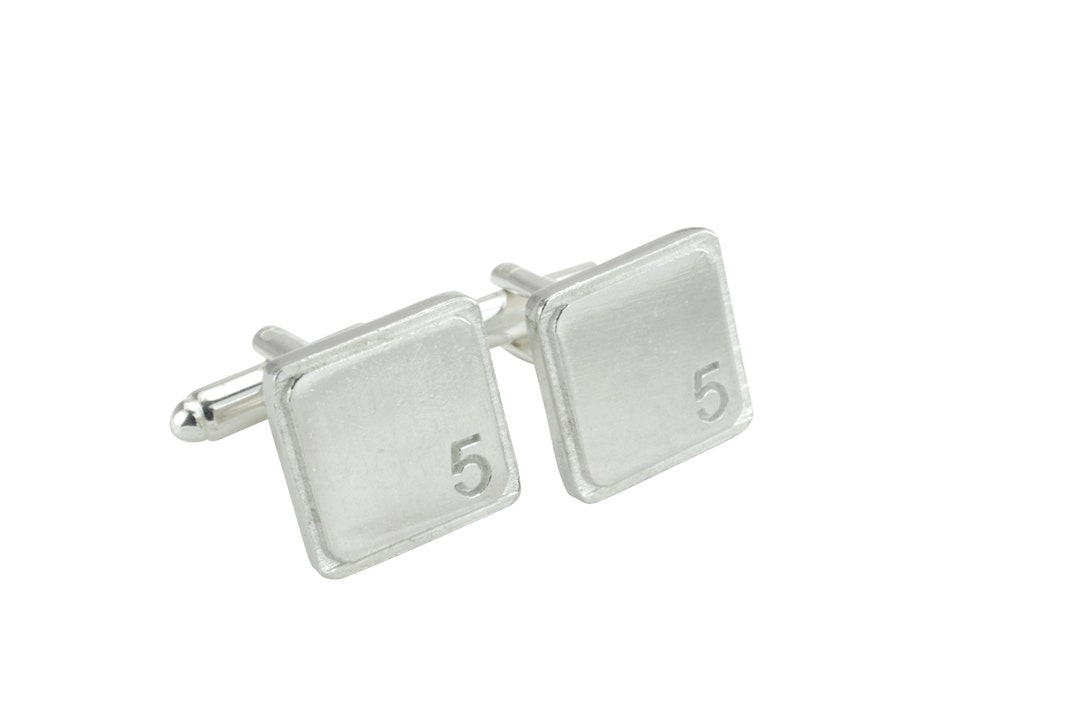 Polished Square Tin Cufflinks With '5' Engraved - 5th Anniversary - Etsy
