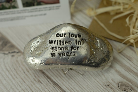 Our Love Written in Stone for 10 Year Quality Tin Rock for | Etsy