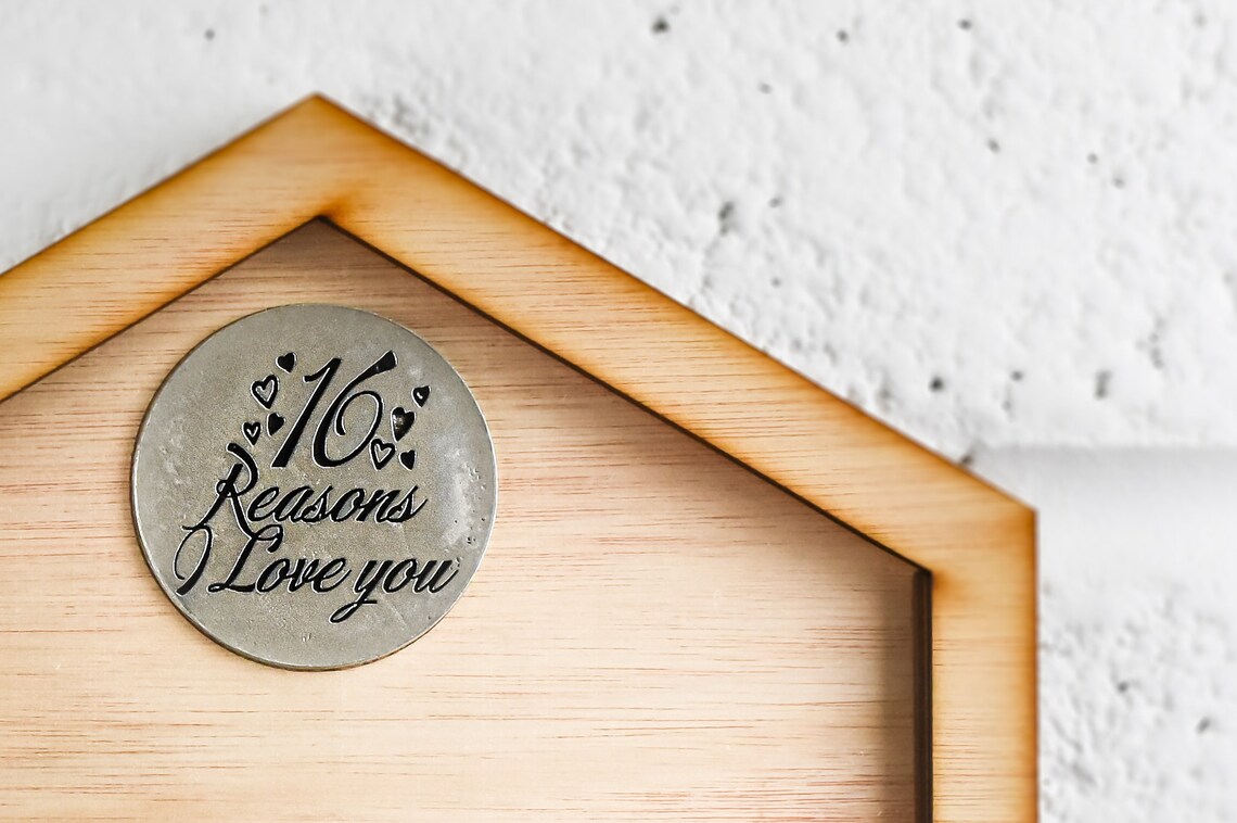 16th Anniversary16 Reasons I Love You Wooden Wall Frame - Full Colour ...