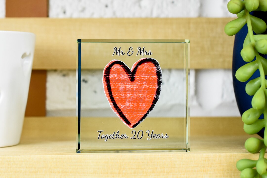 20th Year Anniversary Glass Trophy for Husband or Wife - Etsy