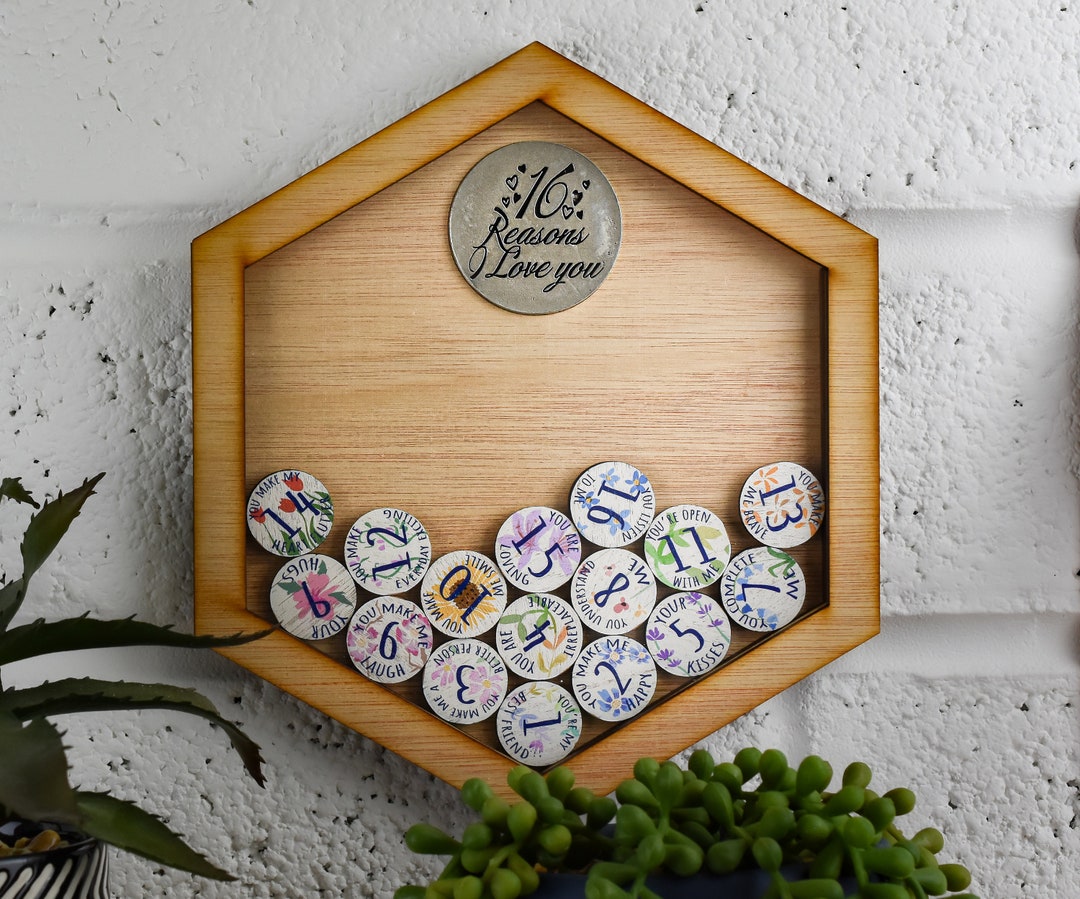 16th Anniversary16 Reasons I Love You Wooden Wall Frame - Full Colour ...