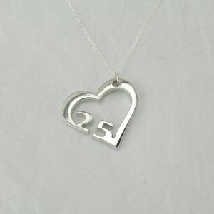 25 Year Anniversary Heart Pendant/necklace - Gift - Etsy