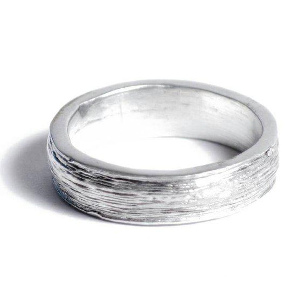 10th Anniversary Tin Ring – Rustic Brushed Pure Tin Band – Men’s ...