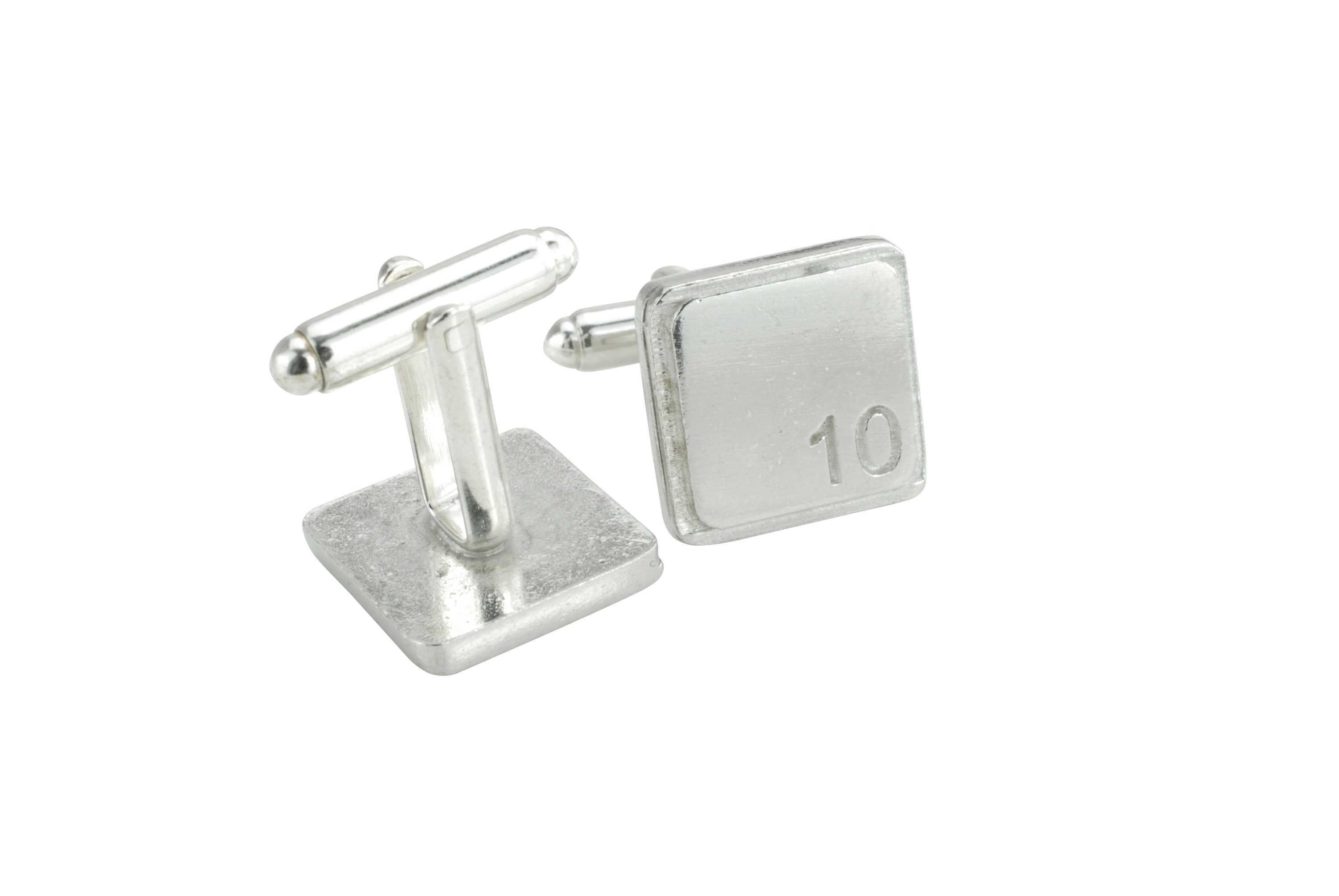 Polished Square Tin Cufflinks With '10' Engraved - Etsy UK