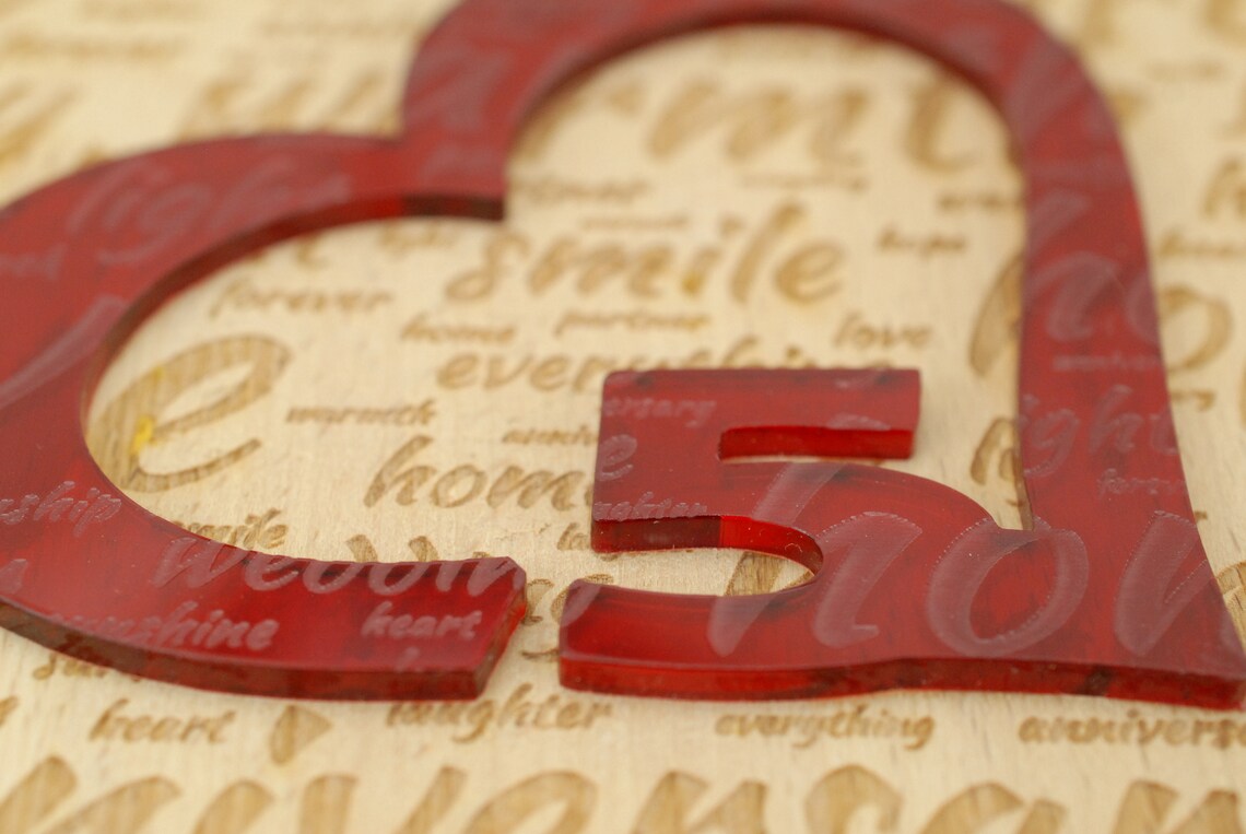 5th Anniversary Wooden Acrylic Decoration Freestanding | Etsy