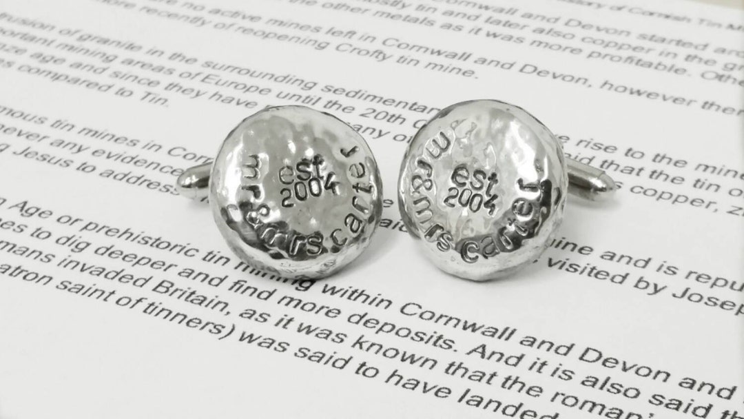 Tenth Year Anniversary Personalized Chunky Pure Tin Cufflinks - Etsy