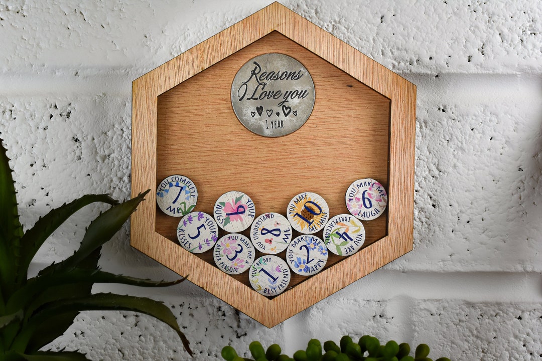 1st Anniversary Reasons I Love You Wall Frame and Full Colour Tokens - Etsy