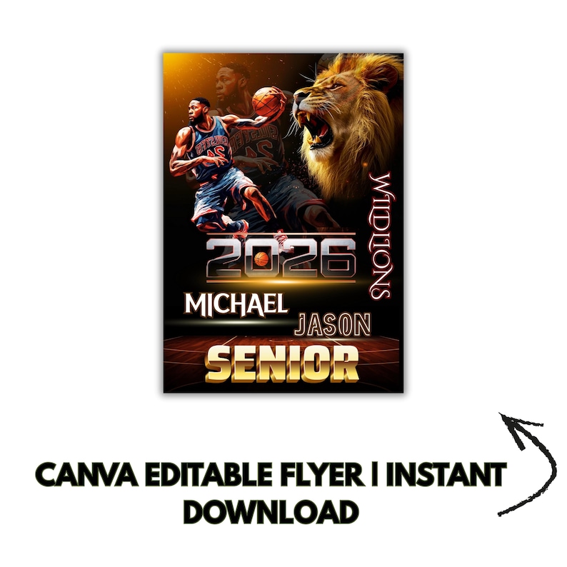 2026 Basketball Senior Flyer Template | 2026 Graduation Sports Poster ...