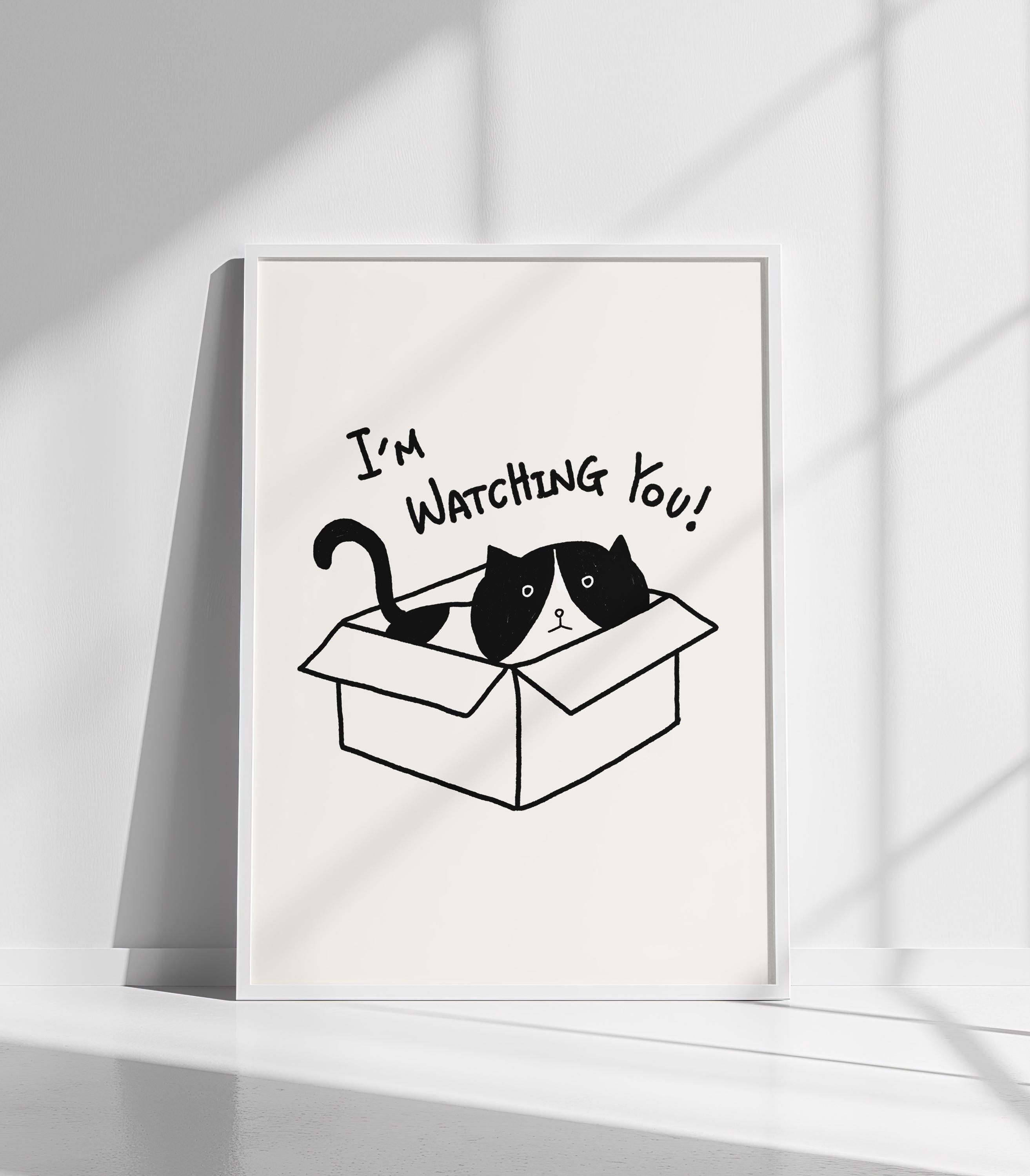 Cute Cat Poster | Illustration Poster | Cat Illustration | Minimal Line ...