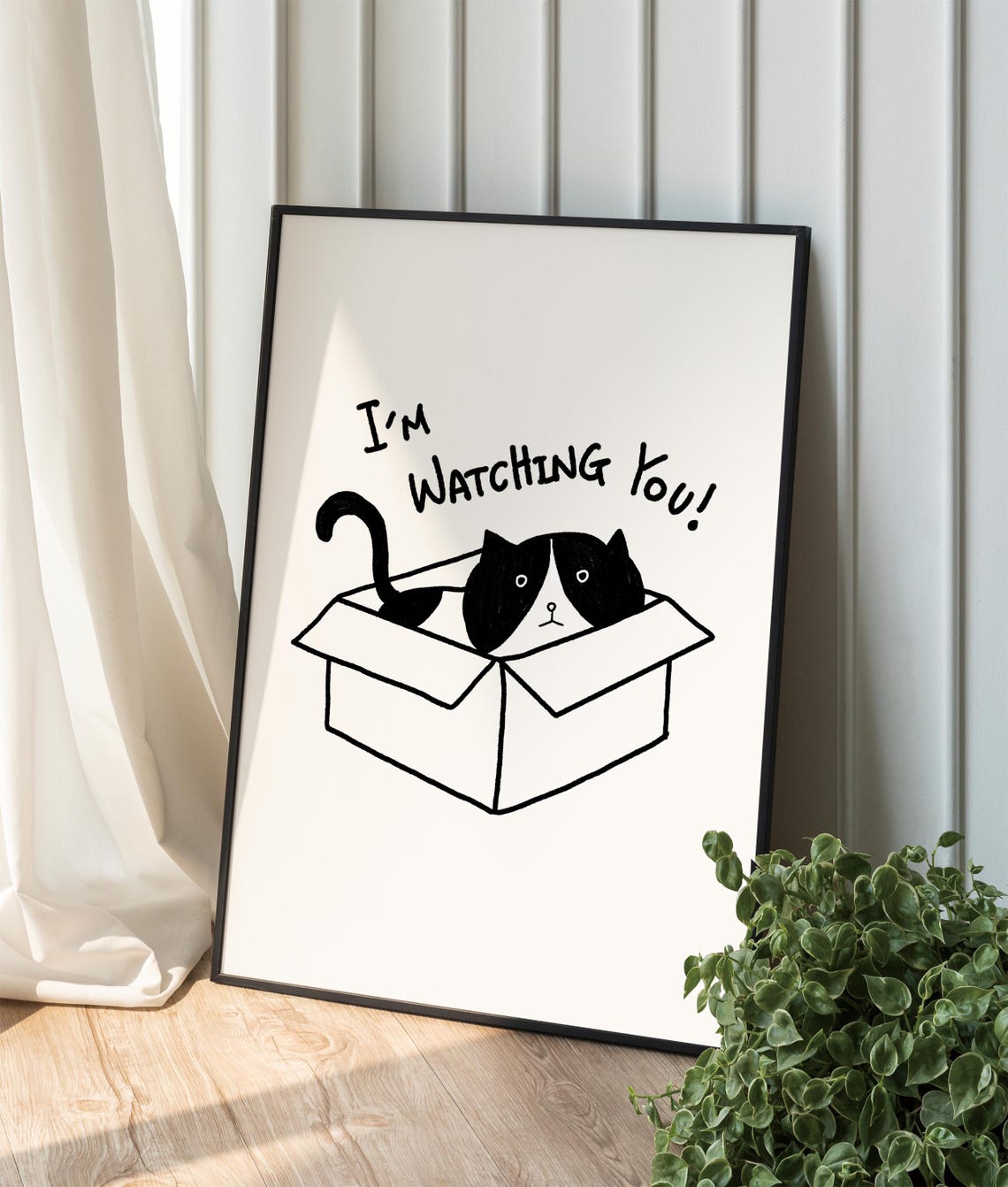 Cute Cat Poster | Illustration Poster | Cat Illustration | Minimal Line ...