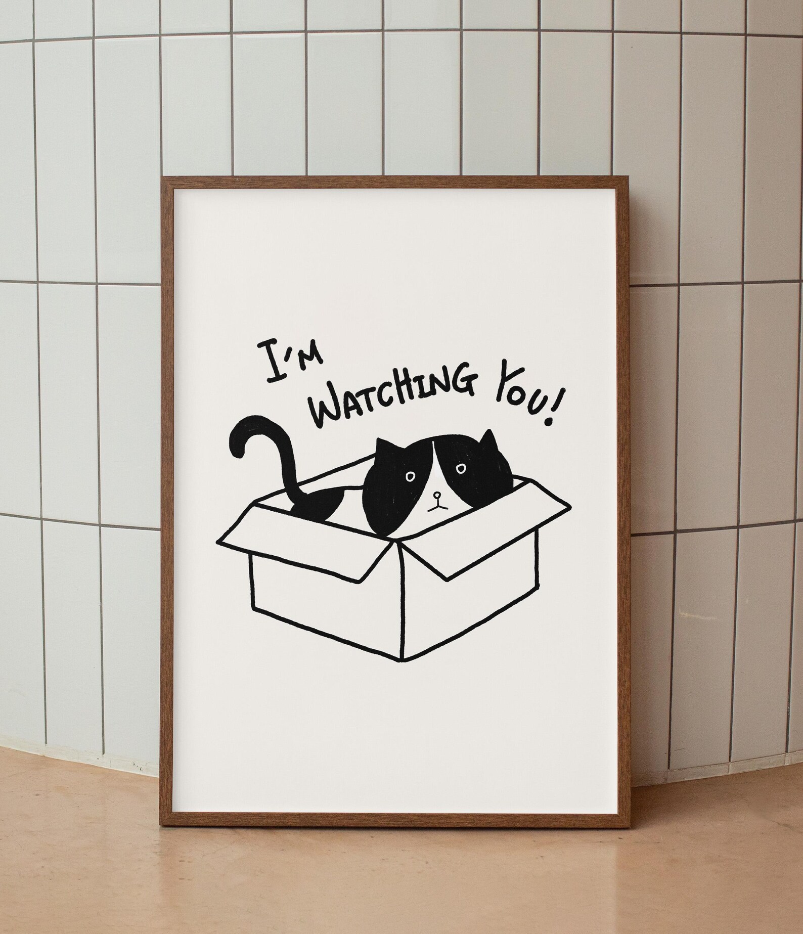 Cute Cat Poster | Illustration Poster | Cat Illustration | Minimal Line ...