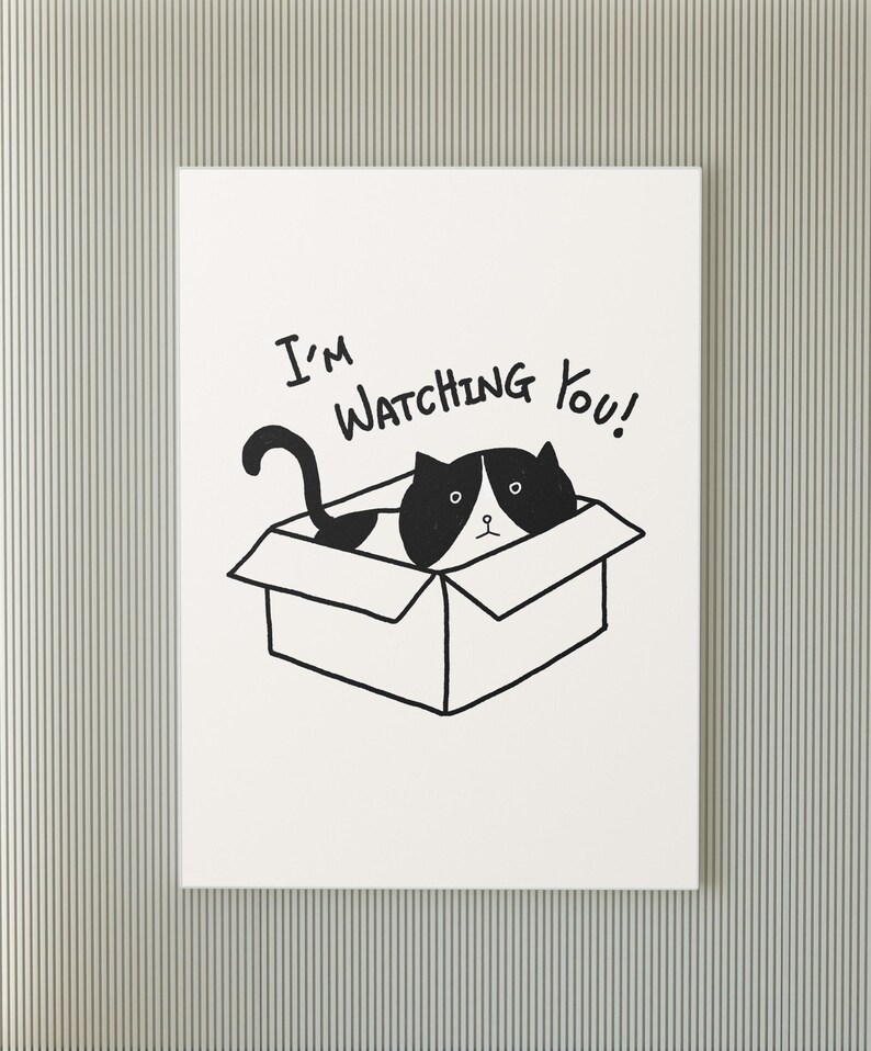 Cute Cat Poster | Illustration Poster | Cat Illustration | Minimal Line ...