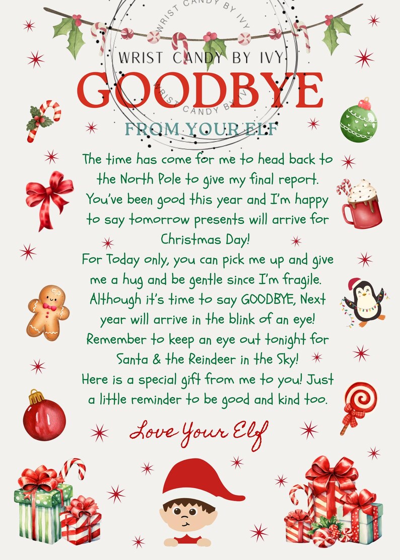 Printable Elf Goodbye Letter (PDF) - Etsy