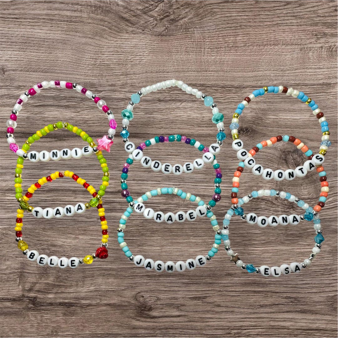 Disney Inspired Princess Theme Beaded Bracelets: Character Theme Park ...