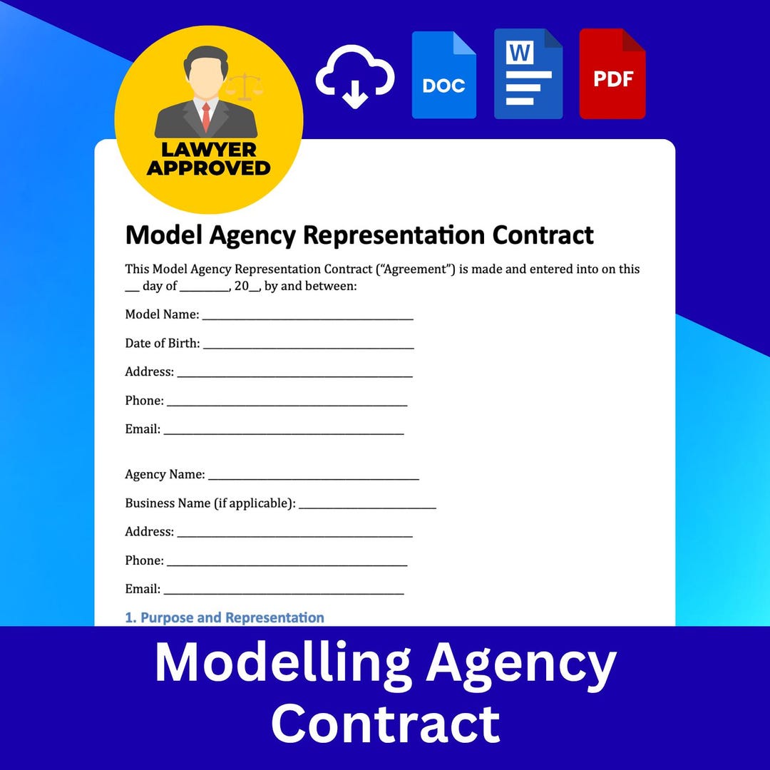 Model Agency Contract Template | Editable Talent Agency Agreement | Modeling Management Contract ...