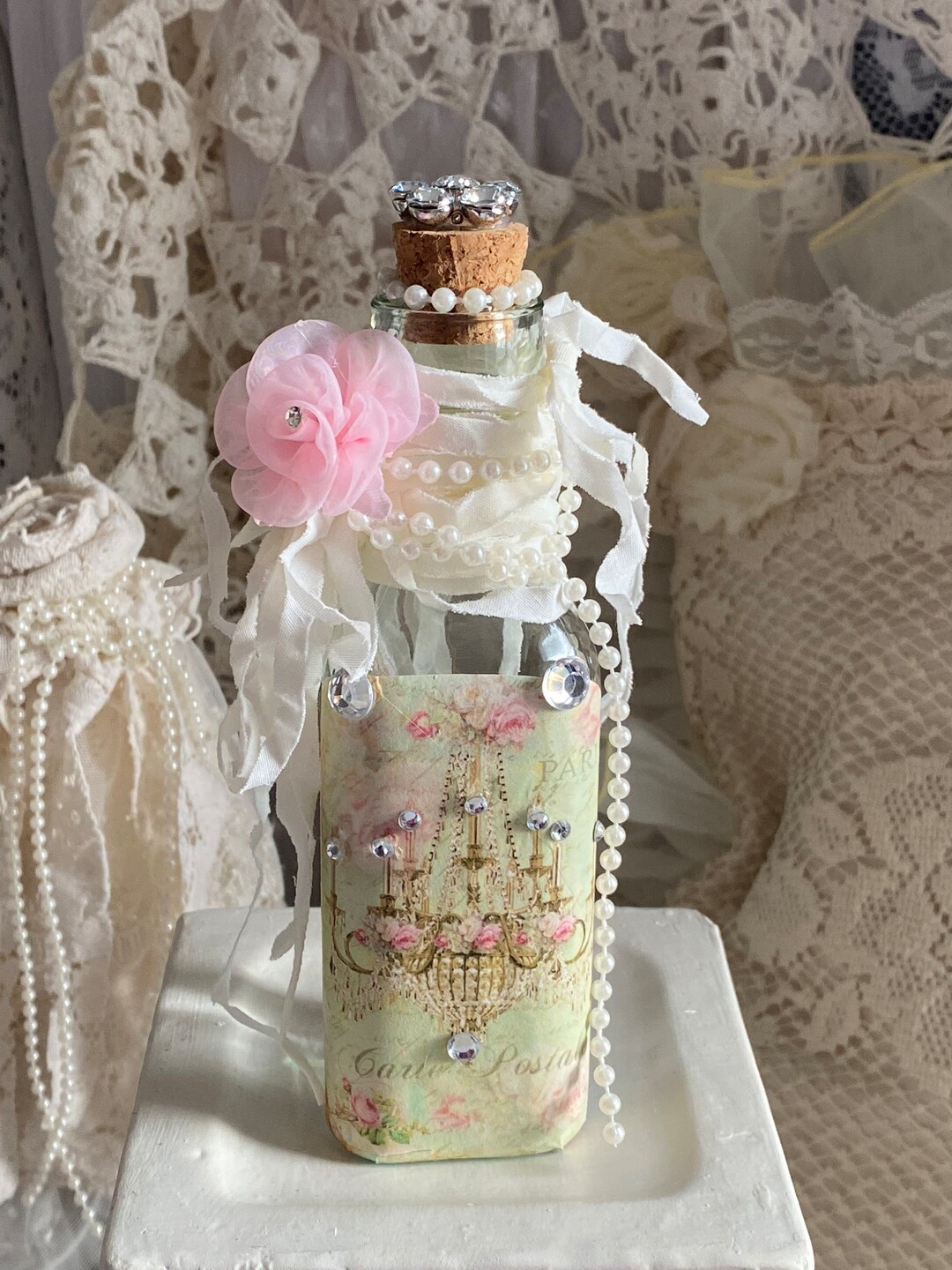 Shabby Chic Bottle, Vanity Bottle, Shabby Vanity - Etsy