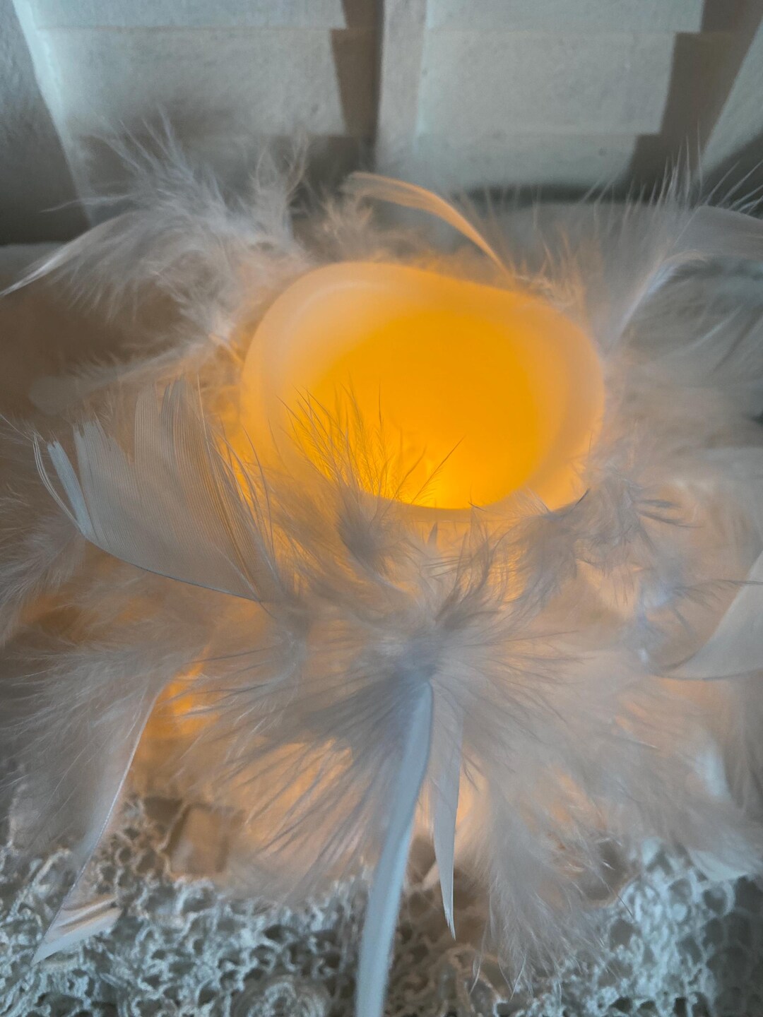 Flameless Feather Candle, Whimsy Frilly Candle, Shabby Chic, Victorian ...