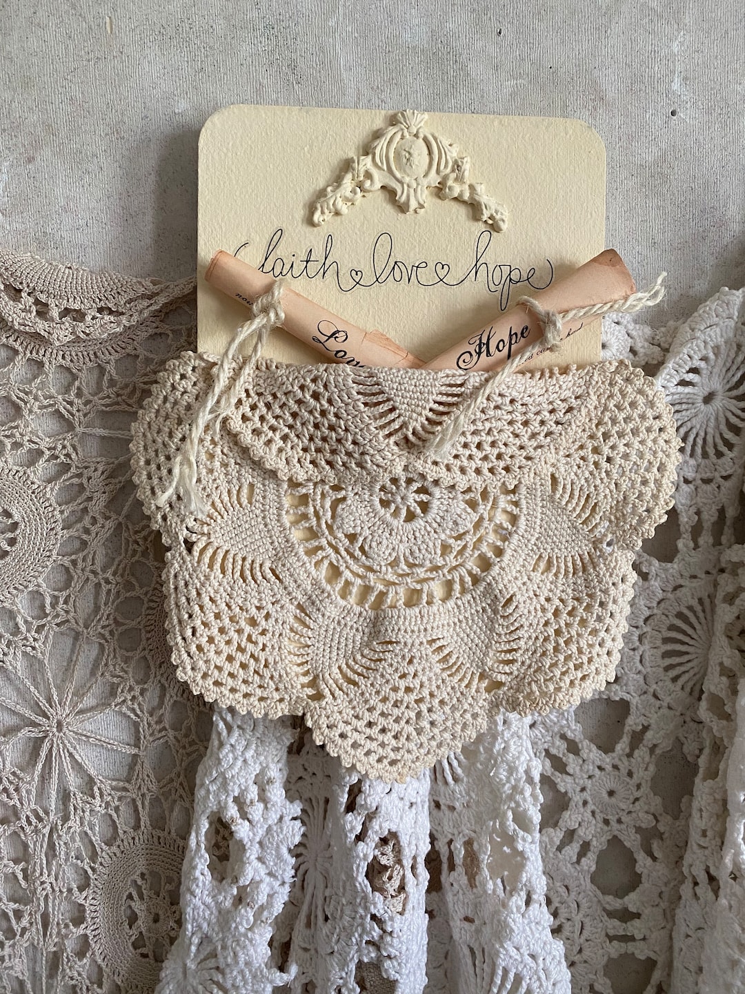 Shabby Chic Wall Hanging, Vintage Lace Hanging, Cottage Chic, French ...