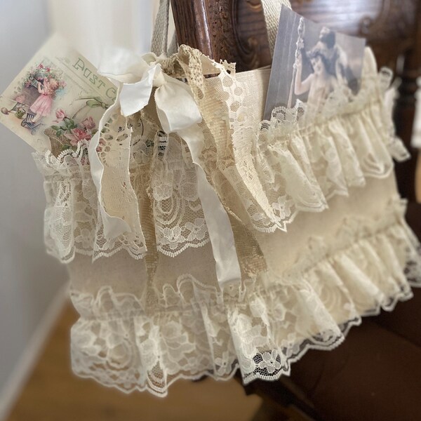 Lace Tote Bag - Etsy