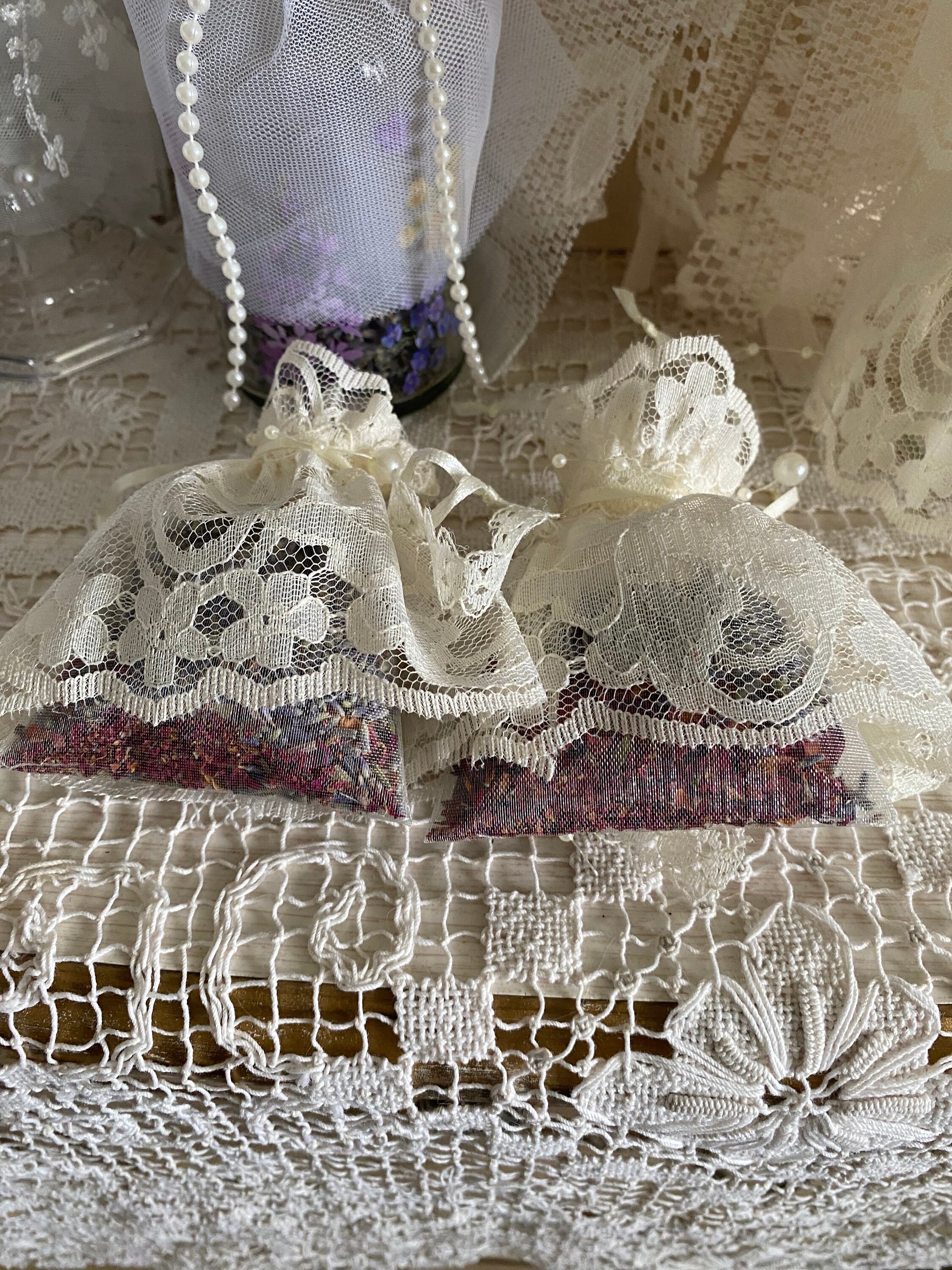 Shabby Chic Sachets, Sachets, Lace Lavender Rose Sachets, Drawer ...