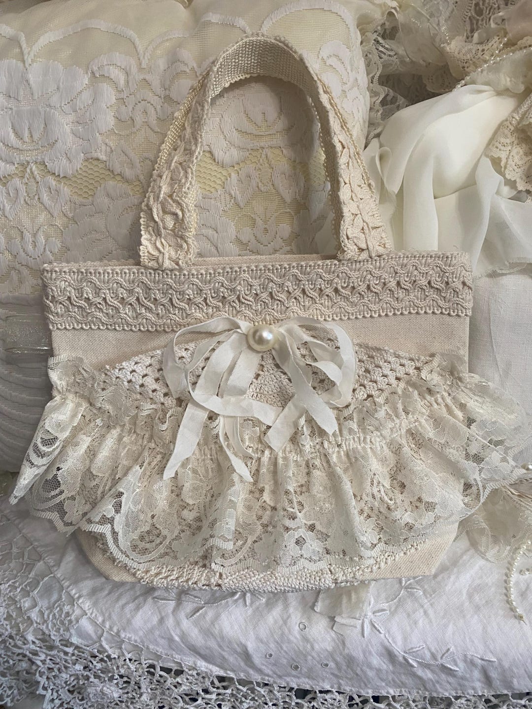 Shabby Chic Tote/purse, Cottage Purse, Handmade Purse, Boho Chic, One ...