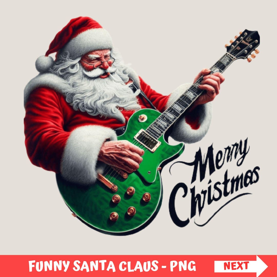 Funny Rock Santa Claus PNG: Heavy Christmas Shirt Design (digital ...