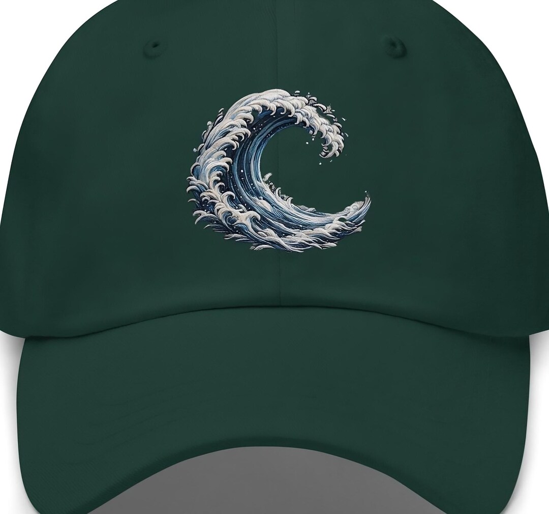 Artistic Wave Baseball Hat | Detailed DTF Printed Streetwear Cap - Etsy