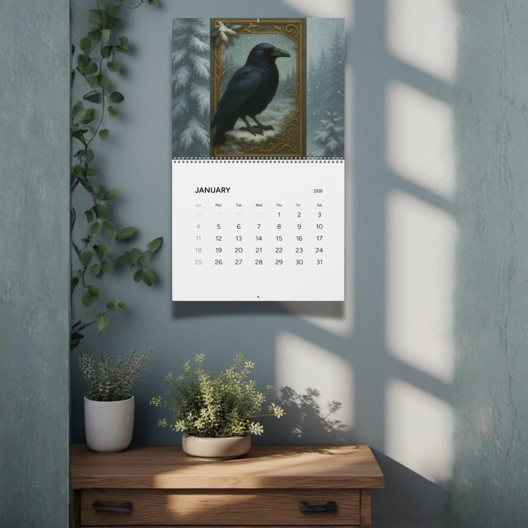 Artistic Raven Wall Calendar 2026 – Seasonal Goth Witchy Decor - Etsy