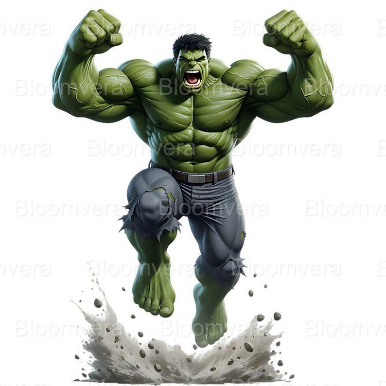 5 PNG Watercolor Hulk Clipart, Superhero Nursery Art (digital Download ...