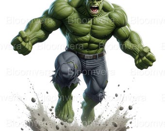 5 PNG Watercolor Hulk Clipart, Superhero Nursery Art (digital Download ...