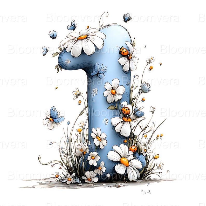 Whimsical Floral Letters and Numbers - 42 Watercolor PNG - Etsy
