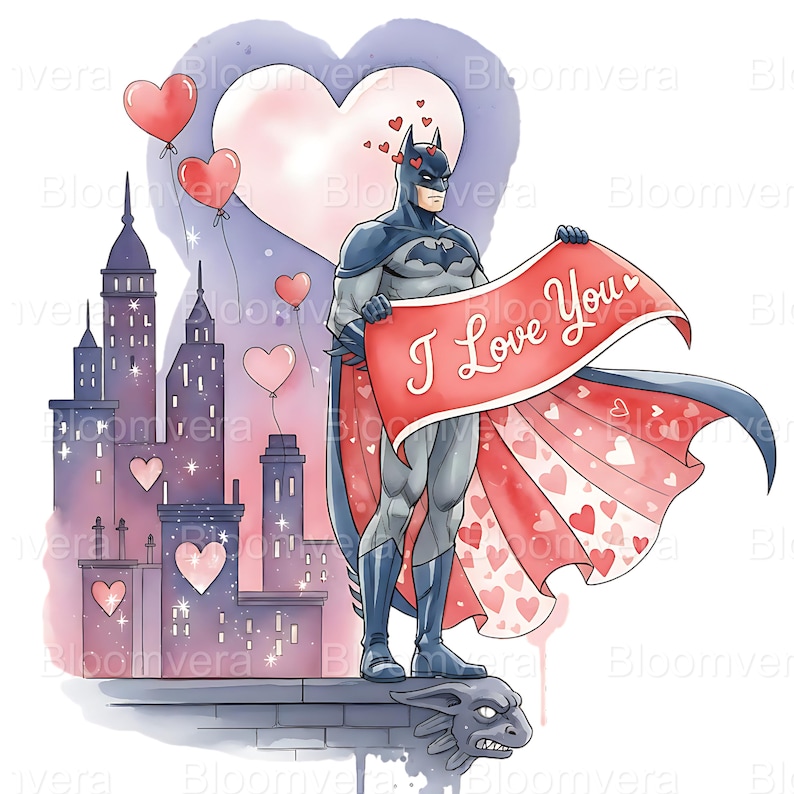36 PNG Batman Valentine Clipart, Superhero Love PNG, Printable ...