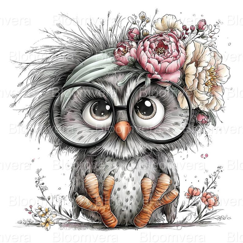 Whimsical Funny Animal Watercolor Clipart, 70 PNG Bundle (instant ...