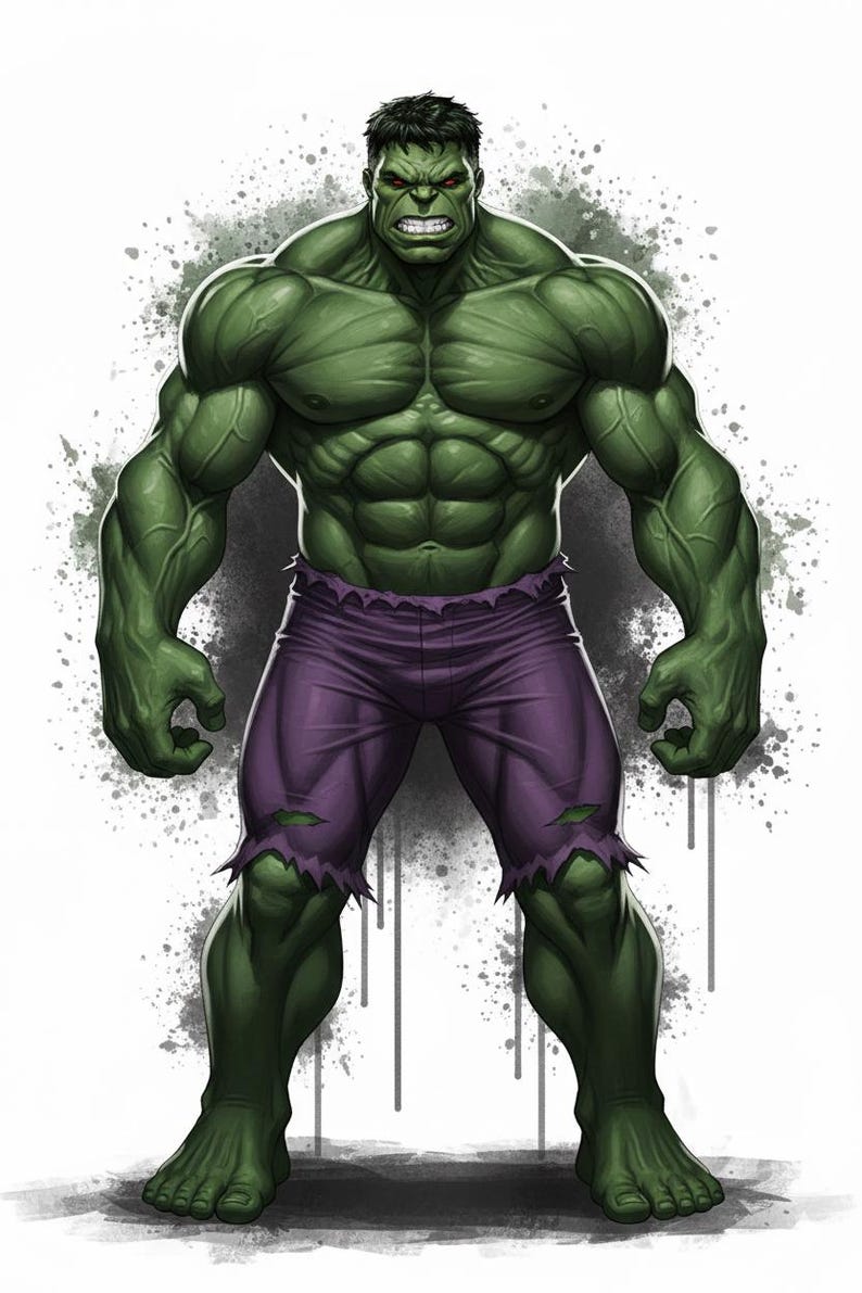 5 PNG Watercolor Hulk Clipart, Superhero Nursery Art (digital Download ...