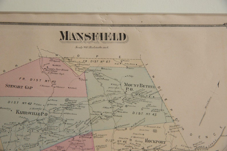 Antique Mansfield NJ Map | Etsy