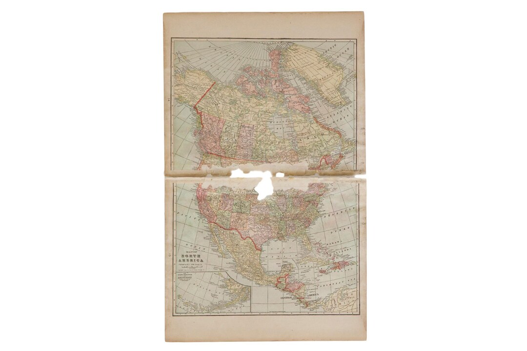 Cram's 1907 Map of North America - Etsy