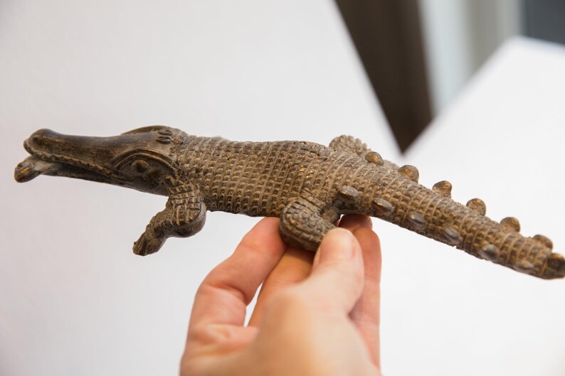Vintage African Alligator Sculpture With Fish - Etsy