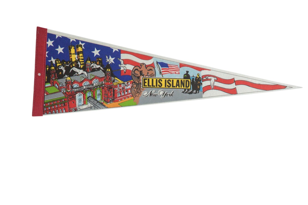Vintage Ellis Island New York Felt Flag Pennant - Etsy
